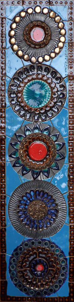 Jean Powell Blue ceramic wall panel — Blondes Fine Art