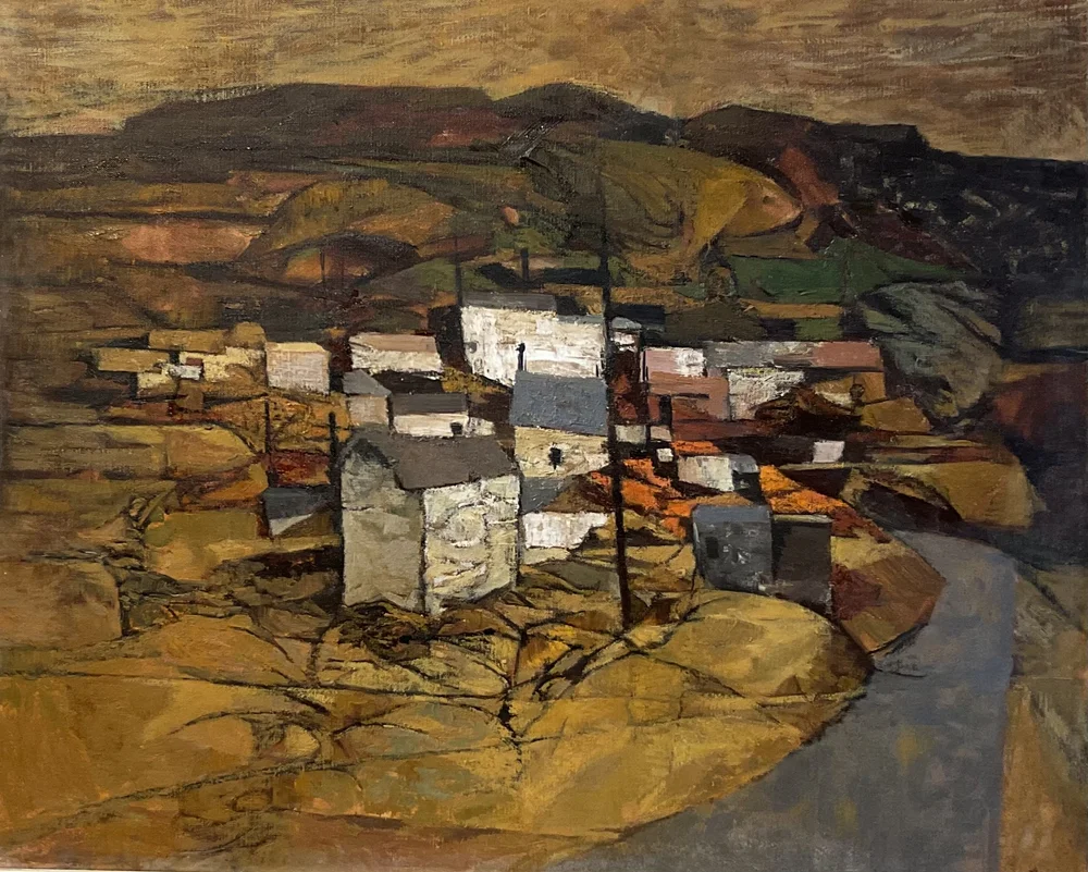 John Elwyn oil painting village — Blondes Fine Art