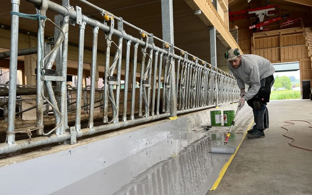 Langlebige und beständige Futtertischbeschichtung in Freilaufstall
