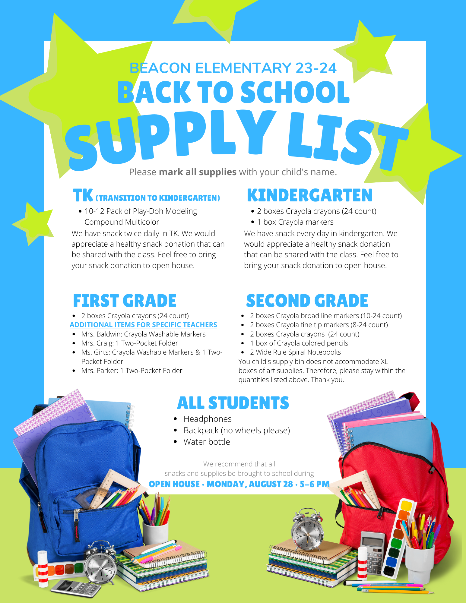 Everyday School Items