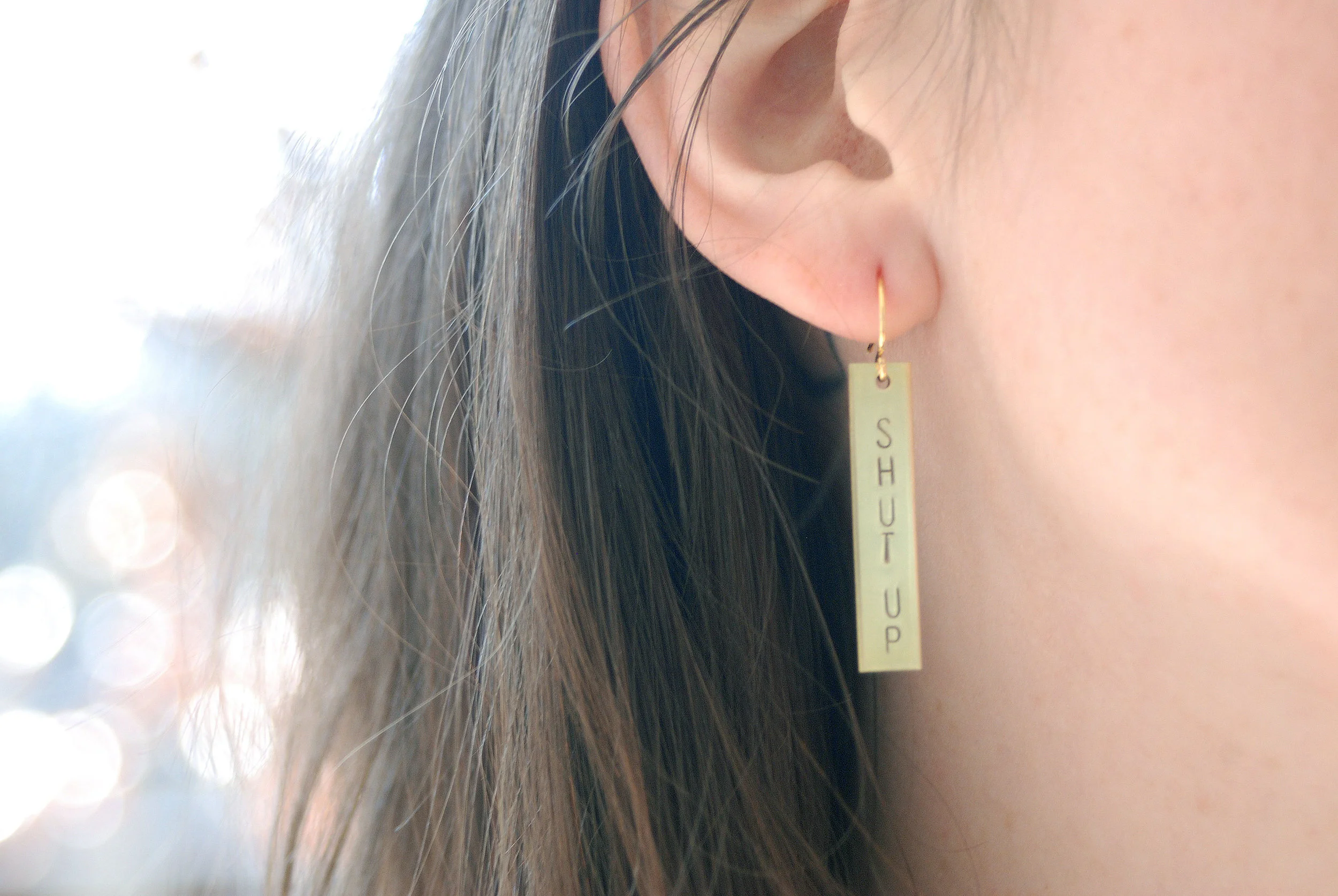 Shut Up Stop Talking Fuck Off Introvert Stamped Earrings — Bang Up Betty
