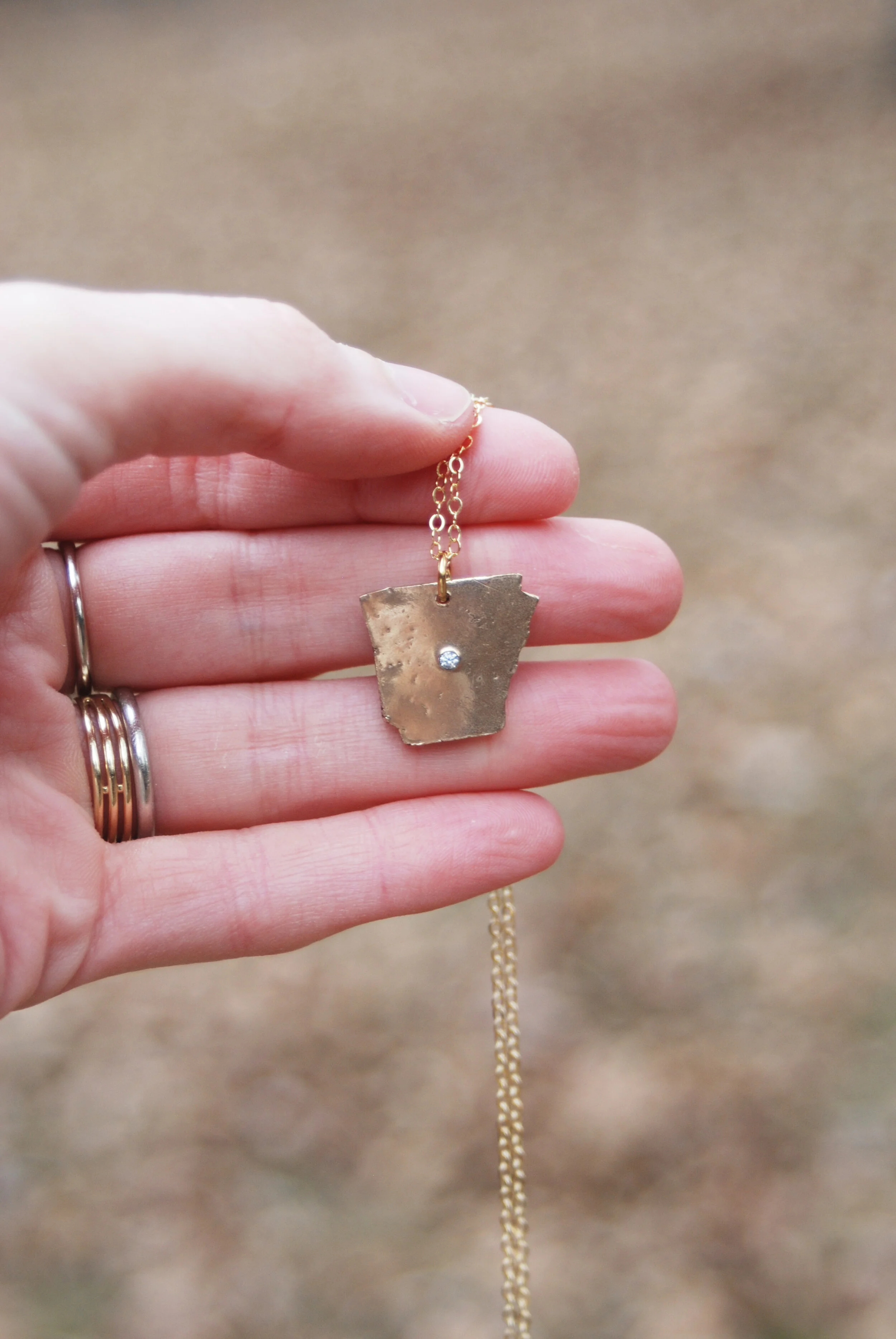Handmade Arkansas Necklace in Woodgrain, Water or Diamond Motif — Bang ...