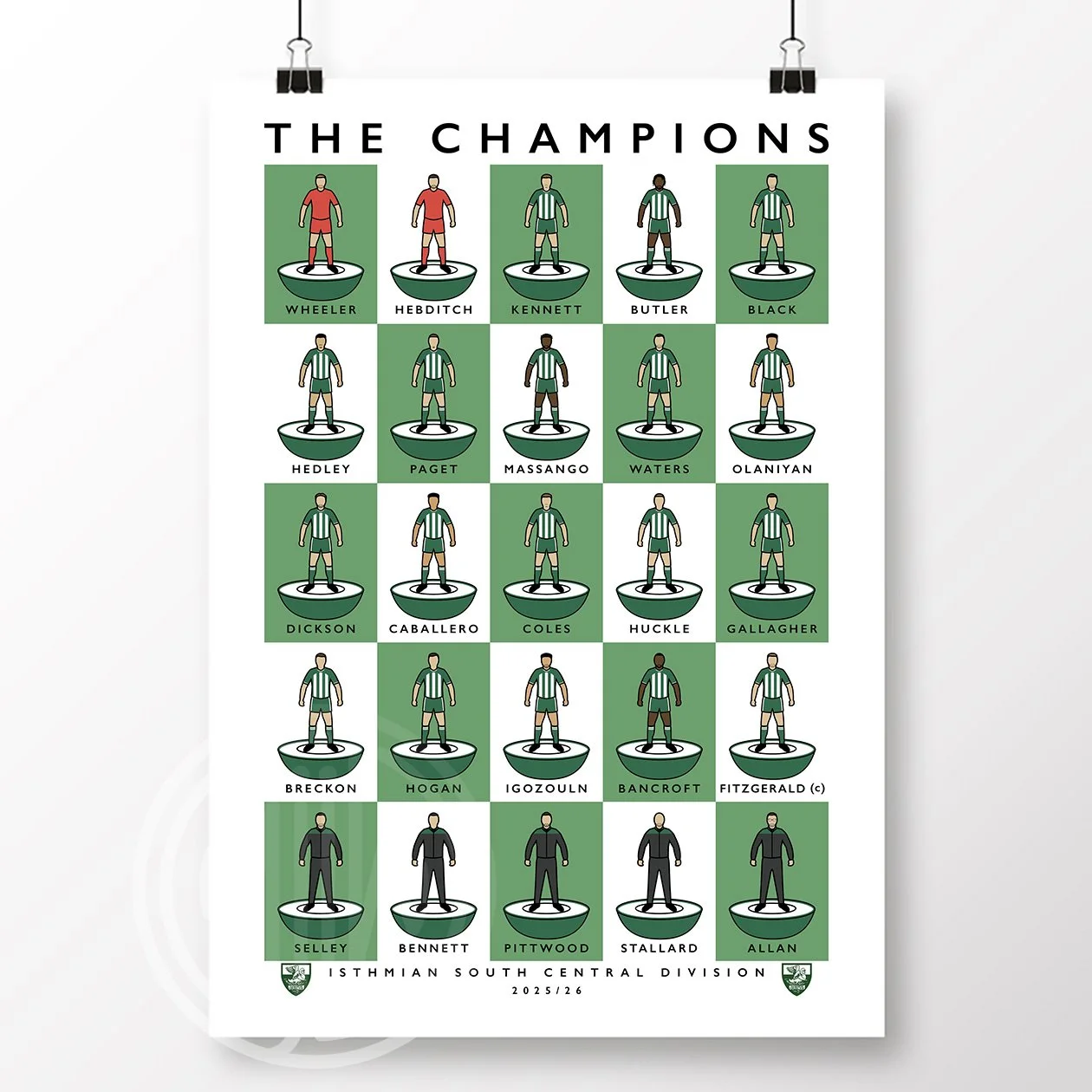 Leatherhead FC The Champions 25/26 Poster | Matthew J I Wood Design ...