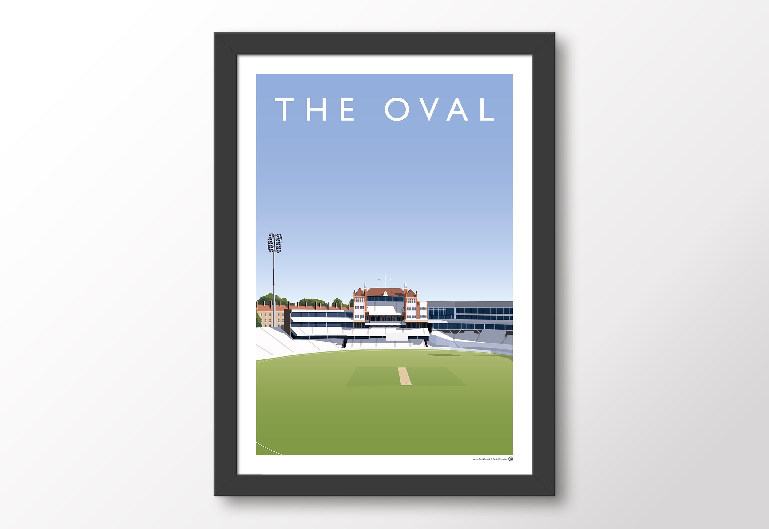 The Oval Surrey Cricket Poster | Matthew J I Wood Design & Illustration