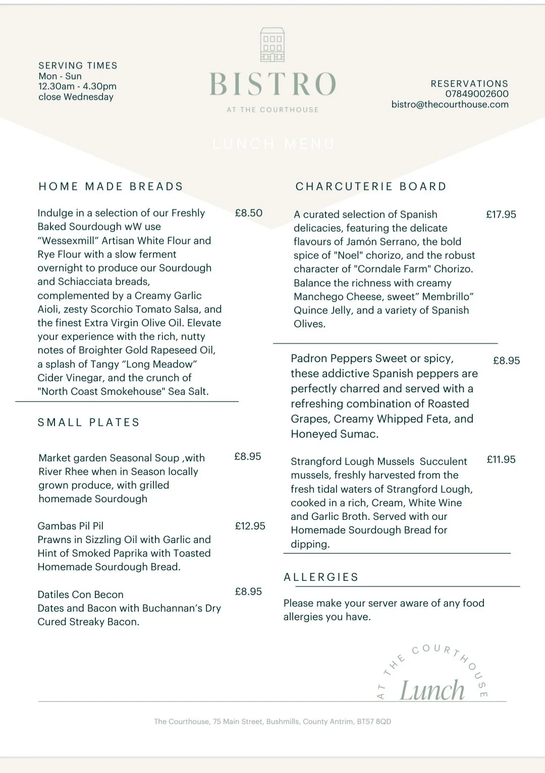 Places to eat in Bushmills. close to,Portstewart. Portrush. Causeway ...