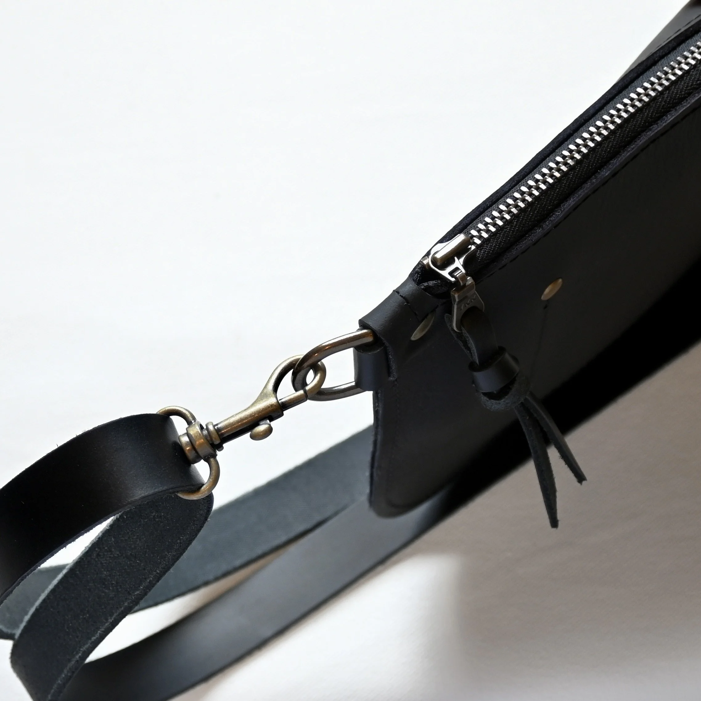 Handmade Pebbled Leather Zipper Clutch in Black or Brown — Stitch & Rivet
