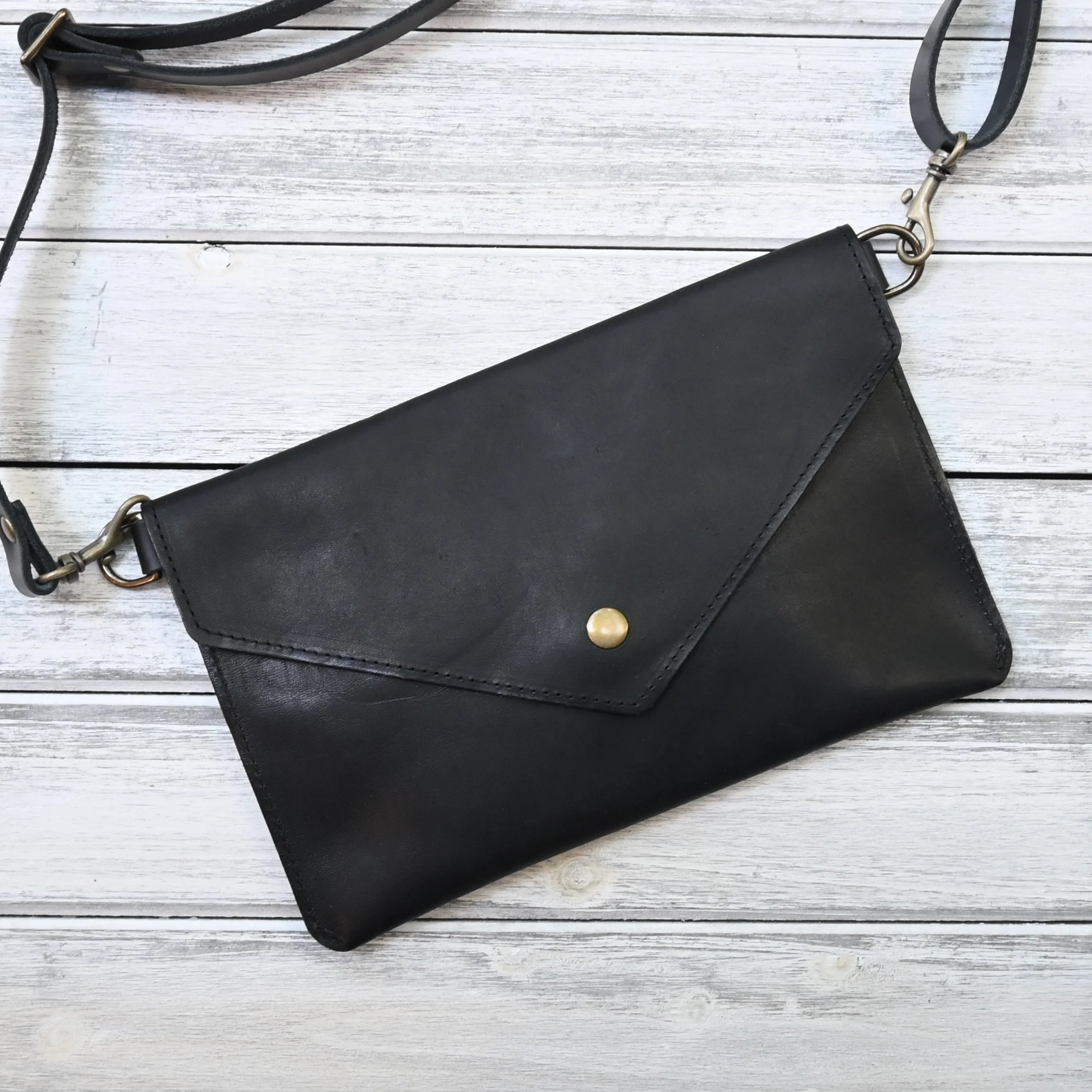 handmade Leather crossbody satchel bag made by Stitch & Rivet in black ...