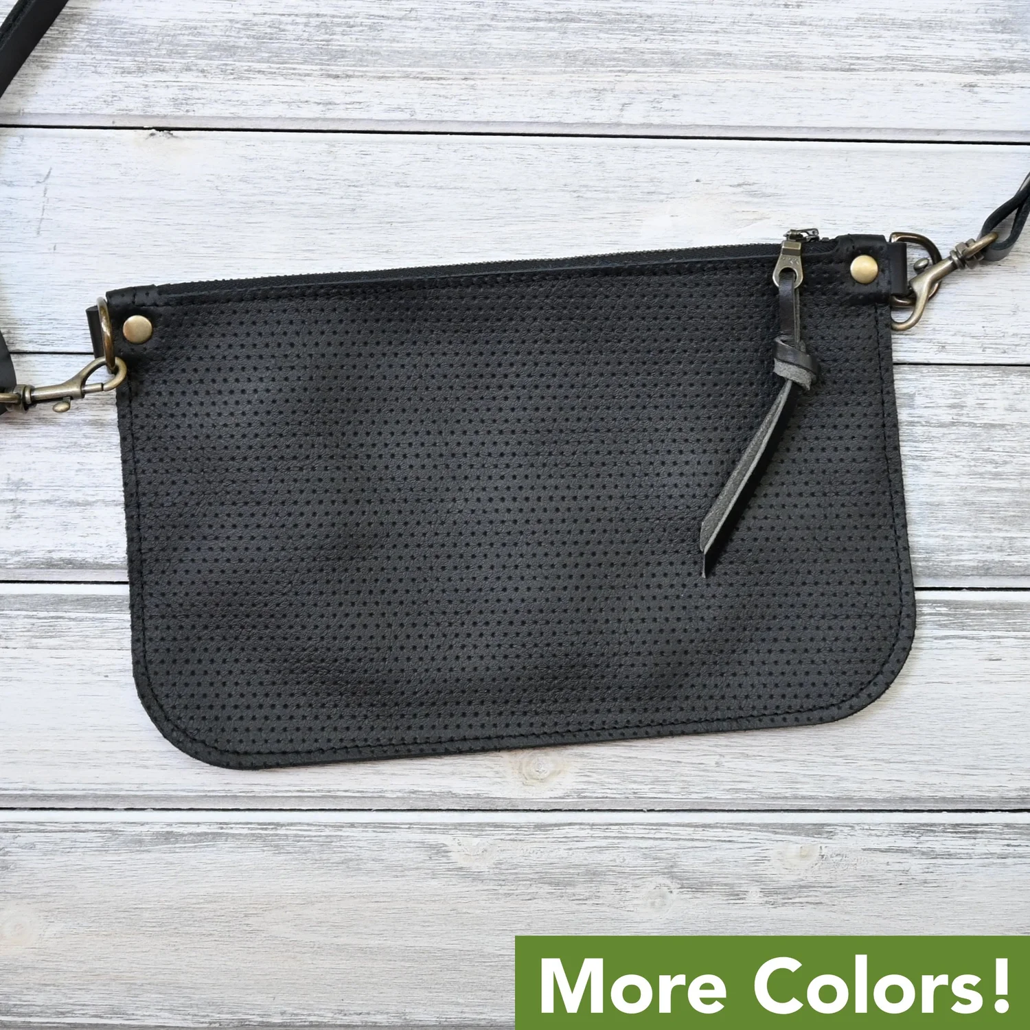 Handmade Pebbled Leather Zipper Clutch in Black or Brown — Stitch & Rivet