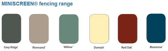 Colorbond / Lysaght Range — Canberra Fencing