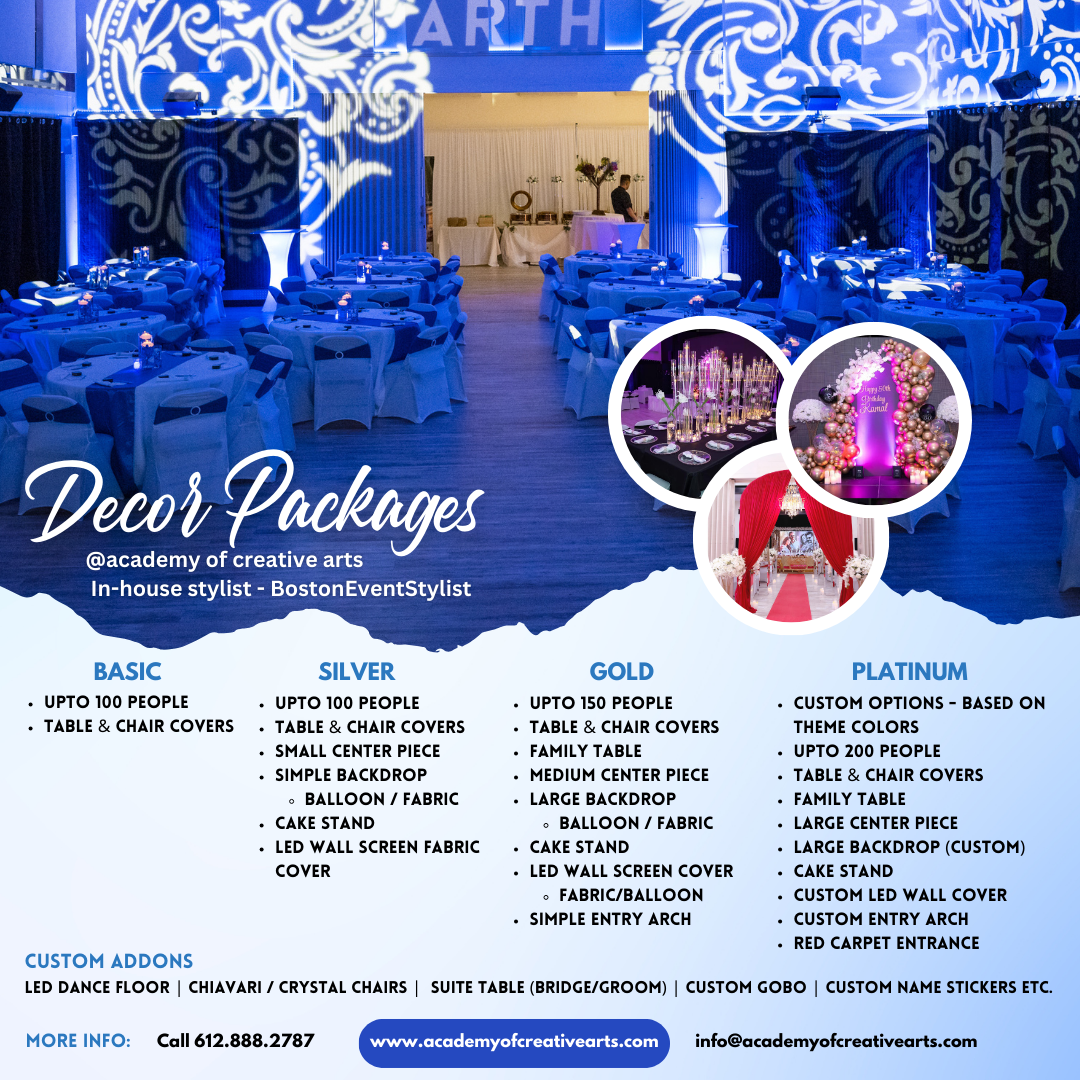 HALL DECOR OPTIONS — Academy of Creative Arts