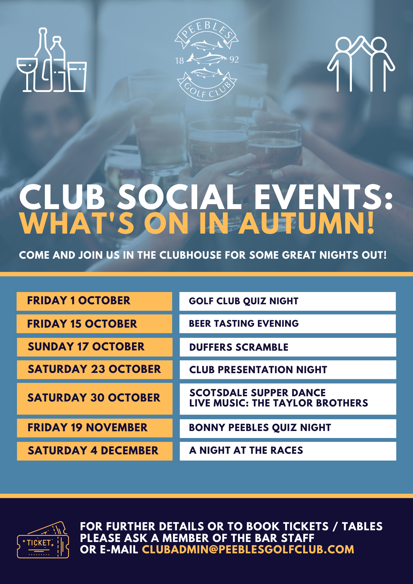 Club Social Events - Autumn — PEEBLES GOLF CLUB