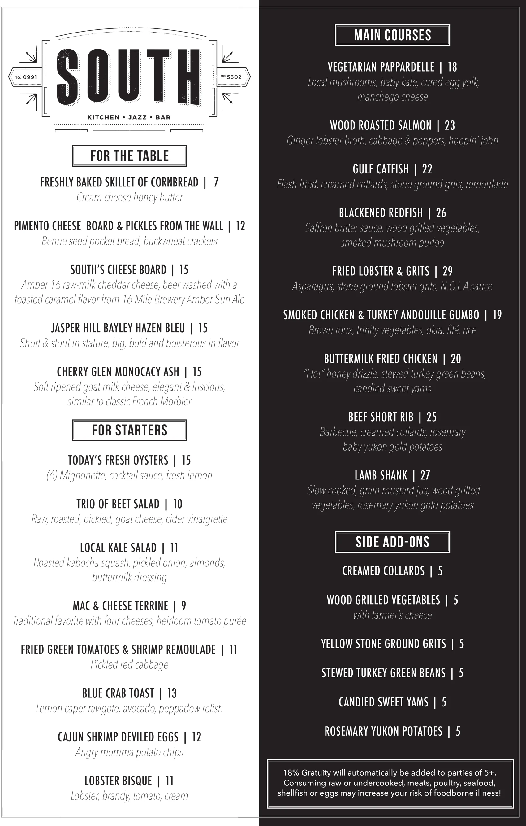 SOUTH Kitchen & Jazz Parlor — Juanadesign