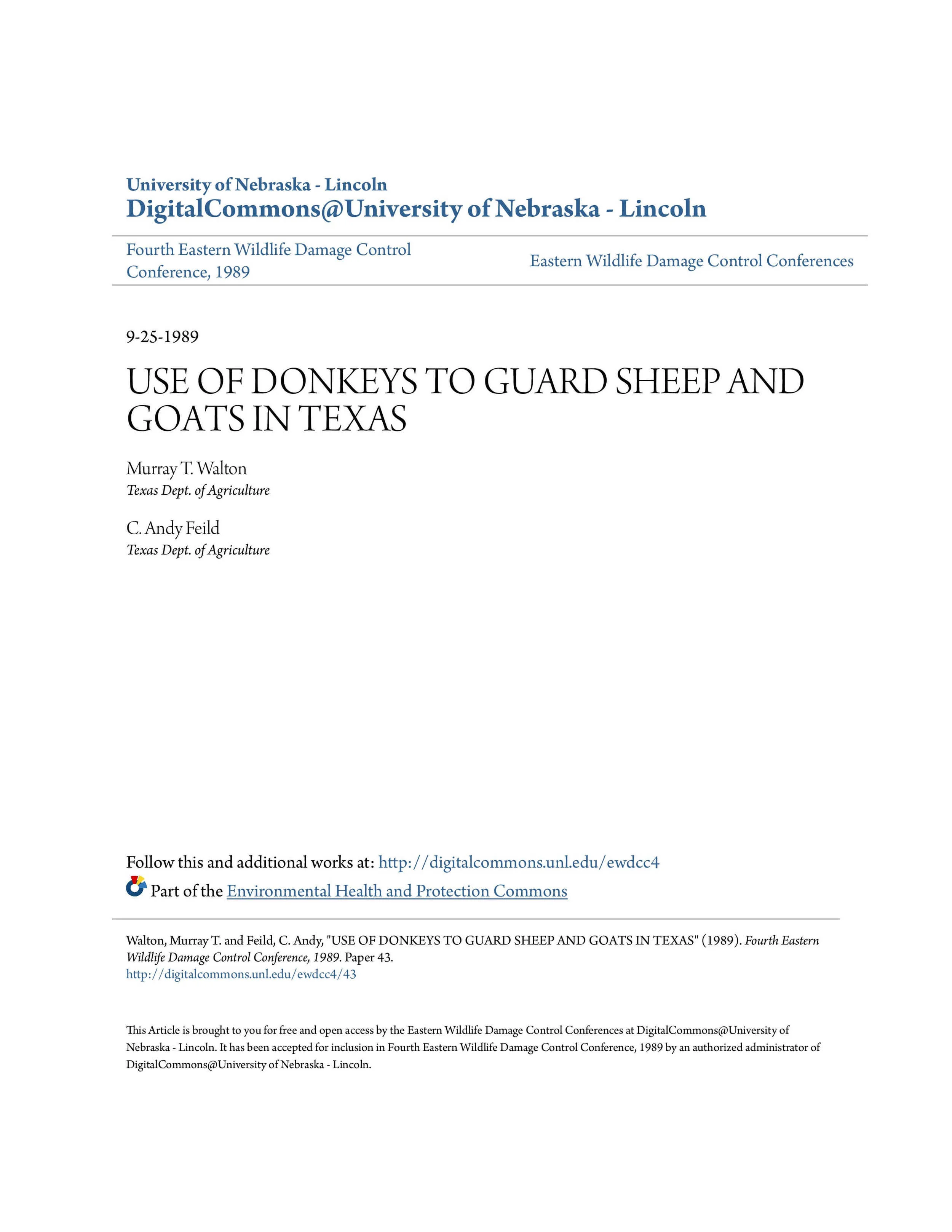 Use Of Donkeys To Guard Sheep And Goats In Texas — American Mule ...