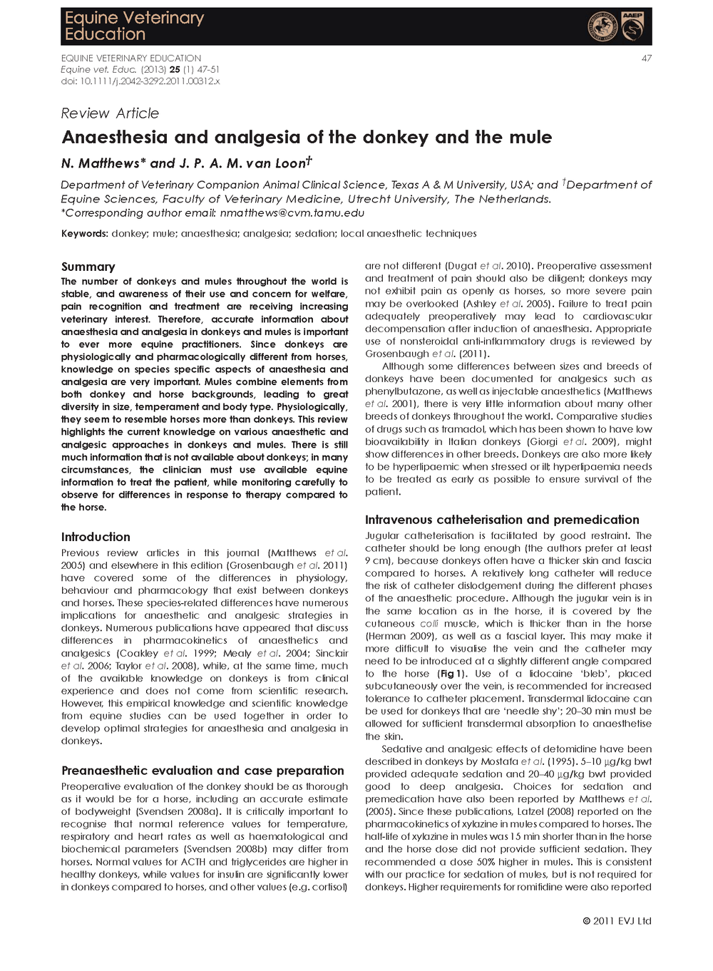 Anaesthesia and analgesia of the donkey and the mule — American Mule ...