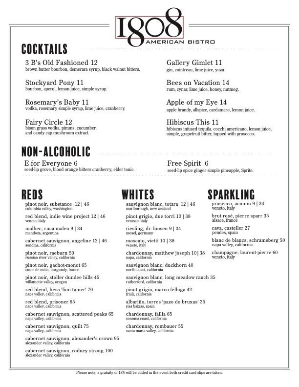 Brunch and Dinner — 1808 American Bistro