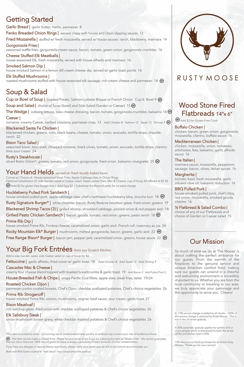 Current Take-Out Menu — Rusty Moose