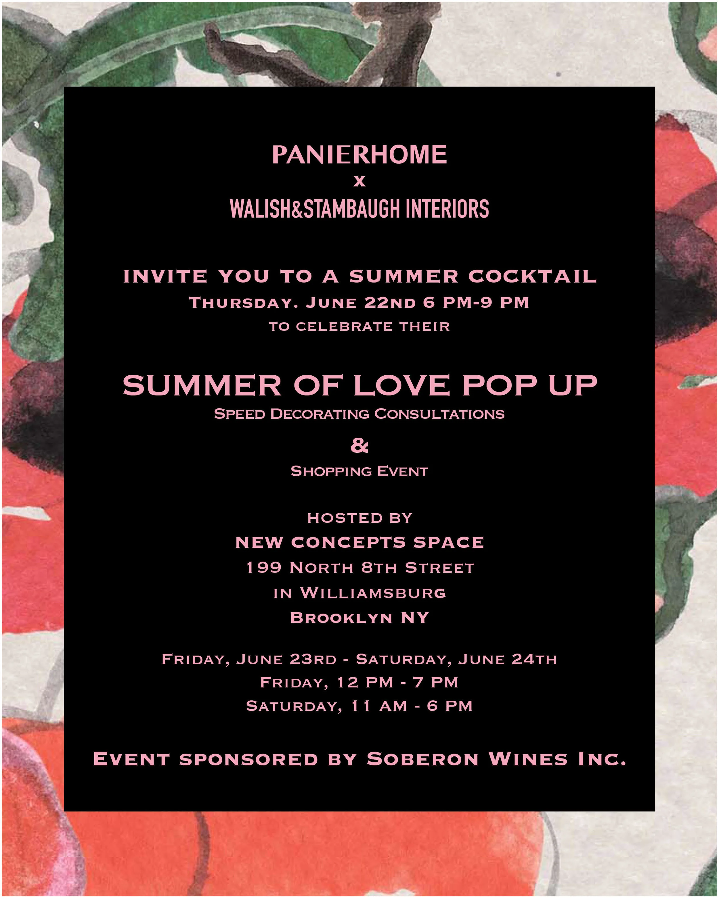 THE SUMMER OF LOVE POP UP WITH PANIER HOME AND DESIGNERS WALISH AND ...