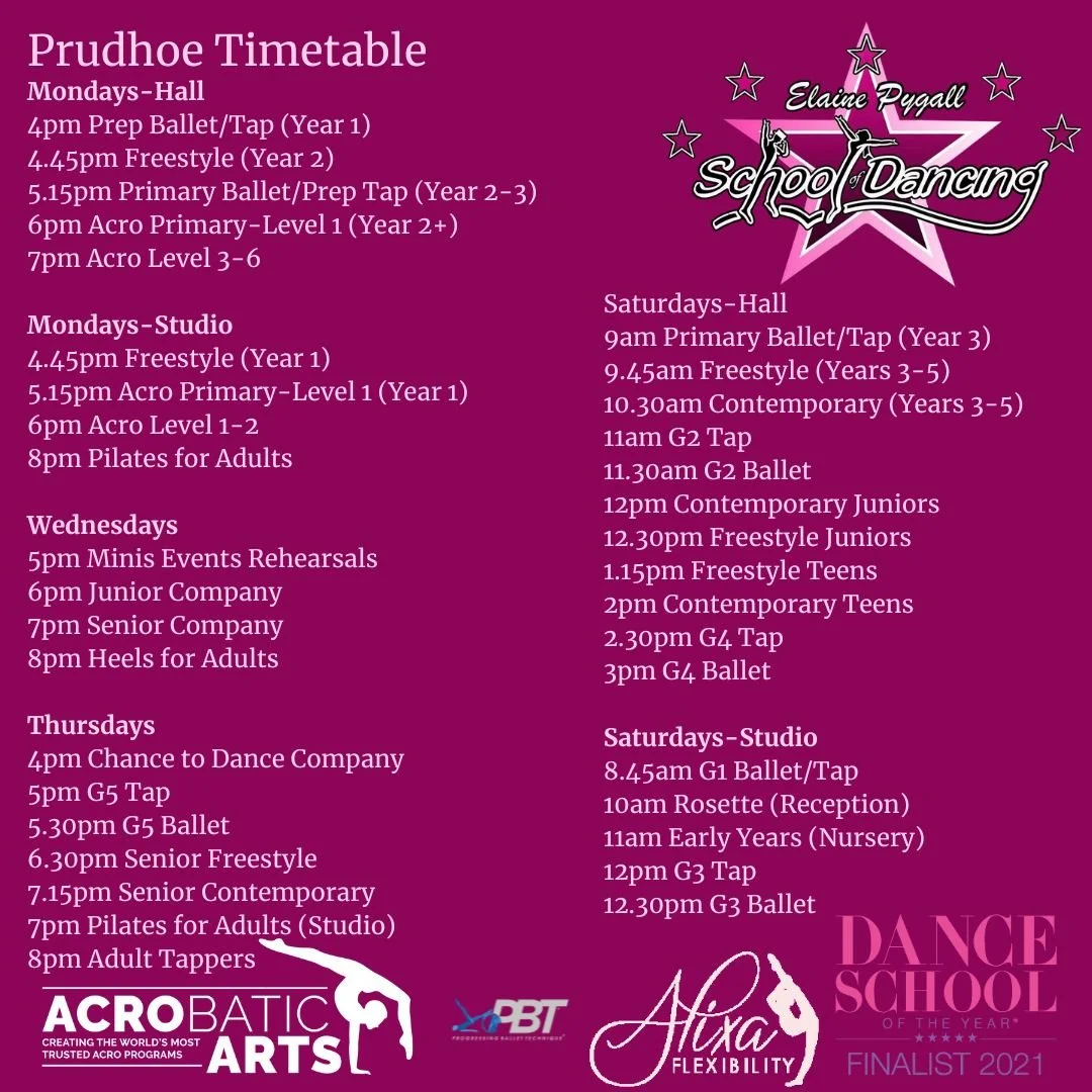 Main School Higher Grades — Elaine Pygall School of Dancing