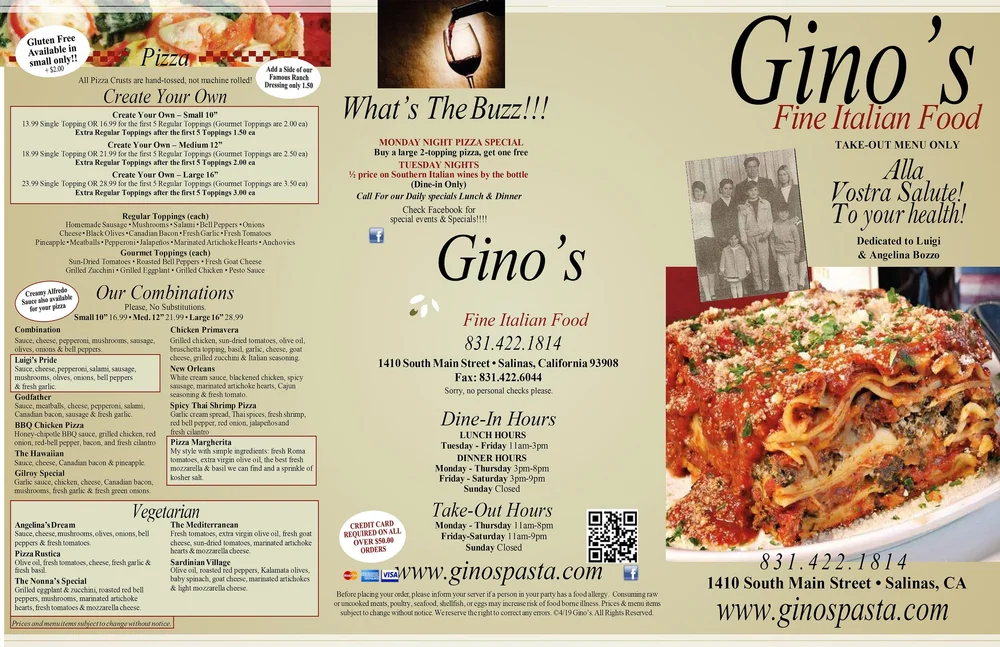 Catering Menu — Gino's Fine Italian Foods — Gino's Fine Italian Foods