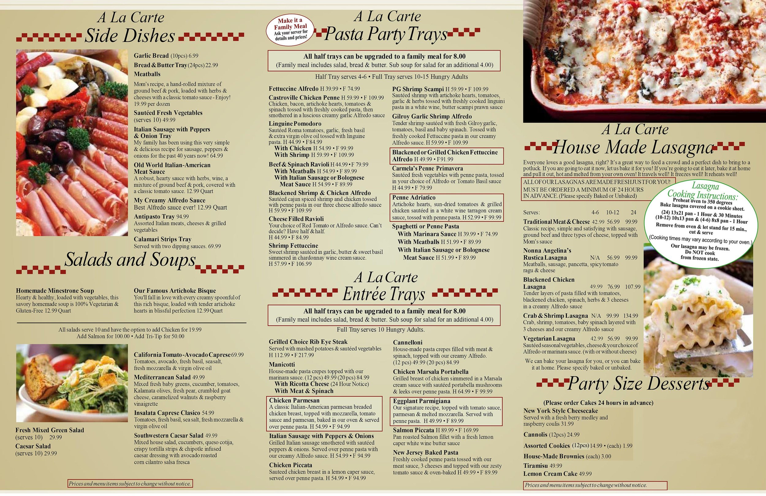 Menu — Gino's Fine Italian Foods