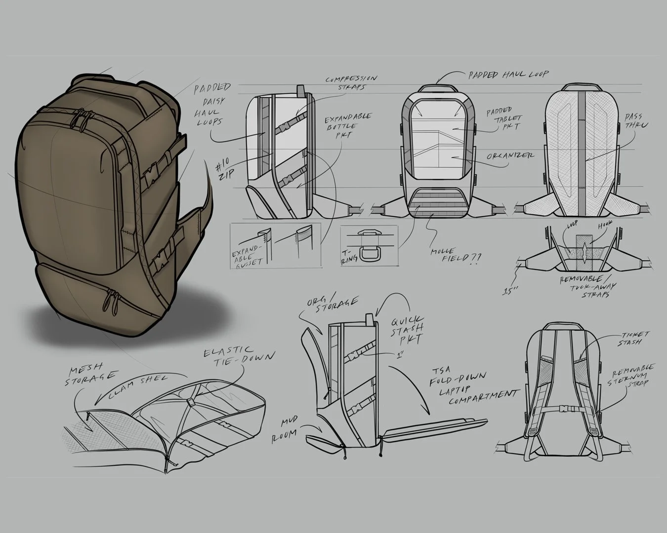Backpack Design Sketches