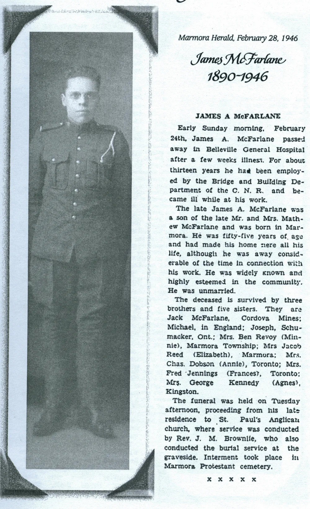 Matthew McFarlane -Civil War Vet — MarmoraHistory.ca