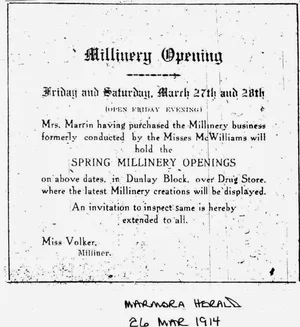 Millinery — MarmoraHistory.ca