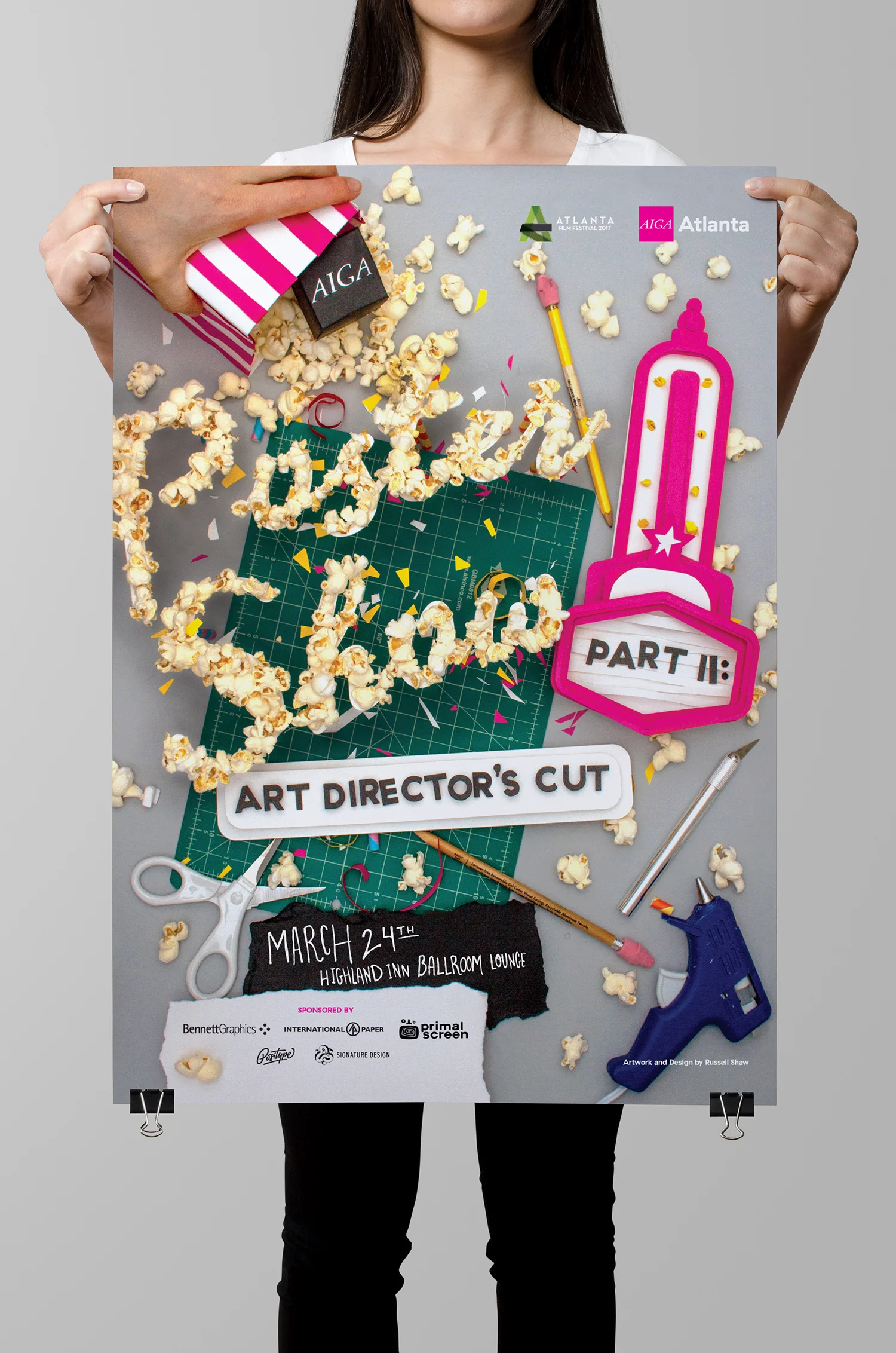 AIGA Atlanta 2017 Poster Show Branding with Popcorn Typography and ...