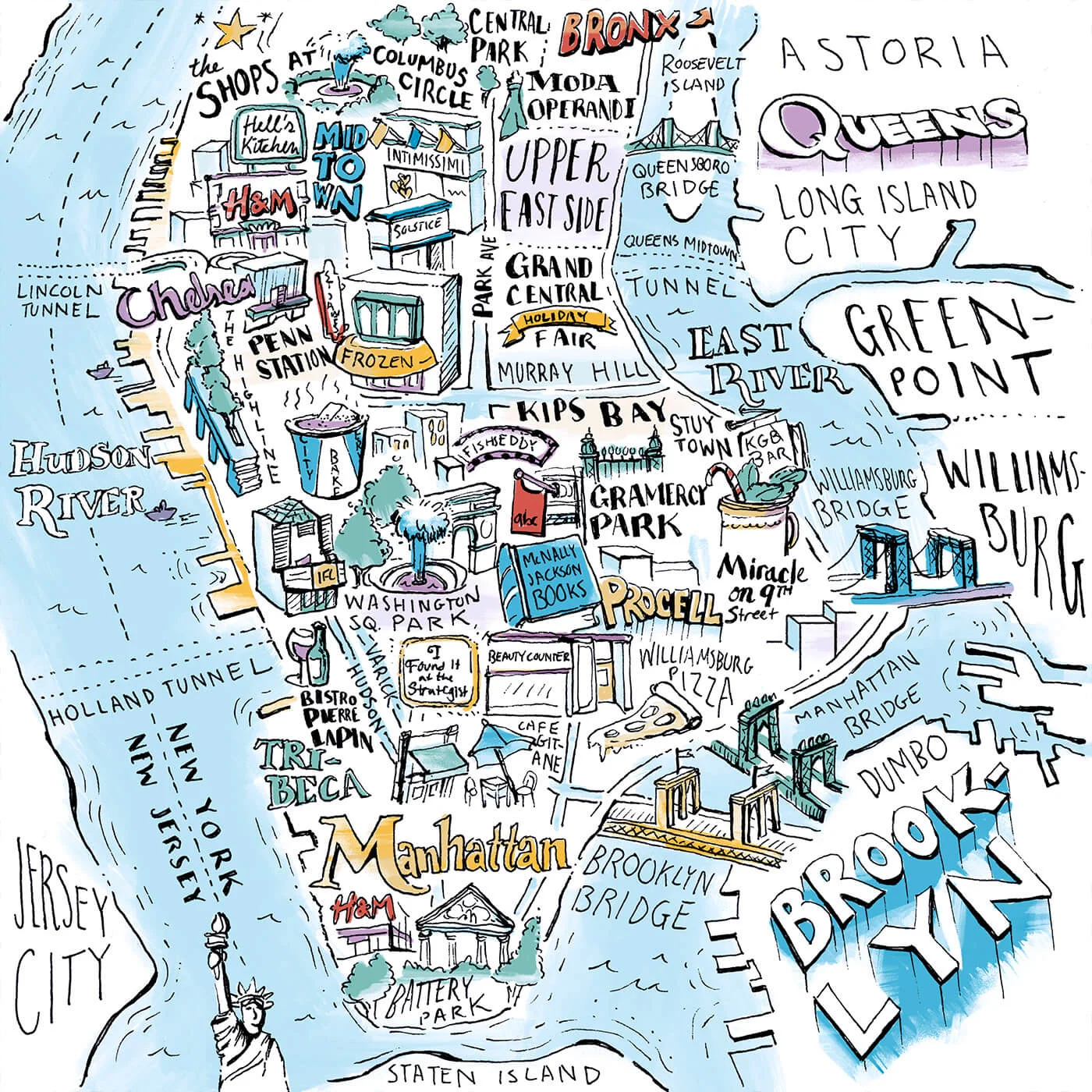 Hand-Drawn, Colorful Cultural City Map Illustrations — Russell Shaw