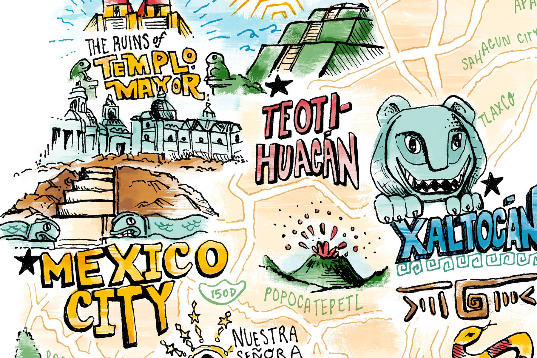 Mexico City's Ancient Ruins Illustrated Map for USC — Russell Shaw