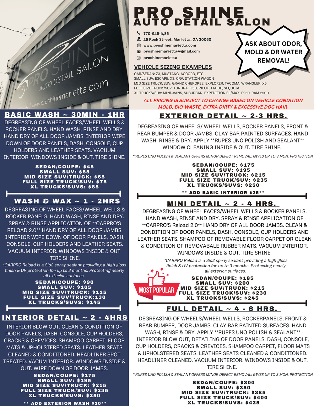 Services — Pro Shine, LLC