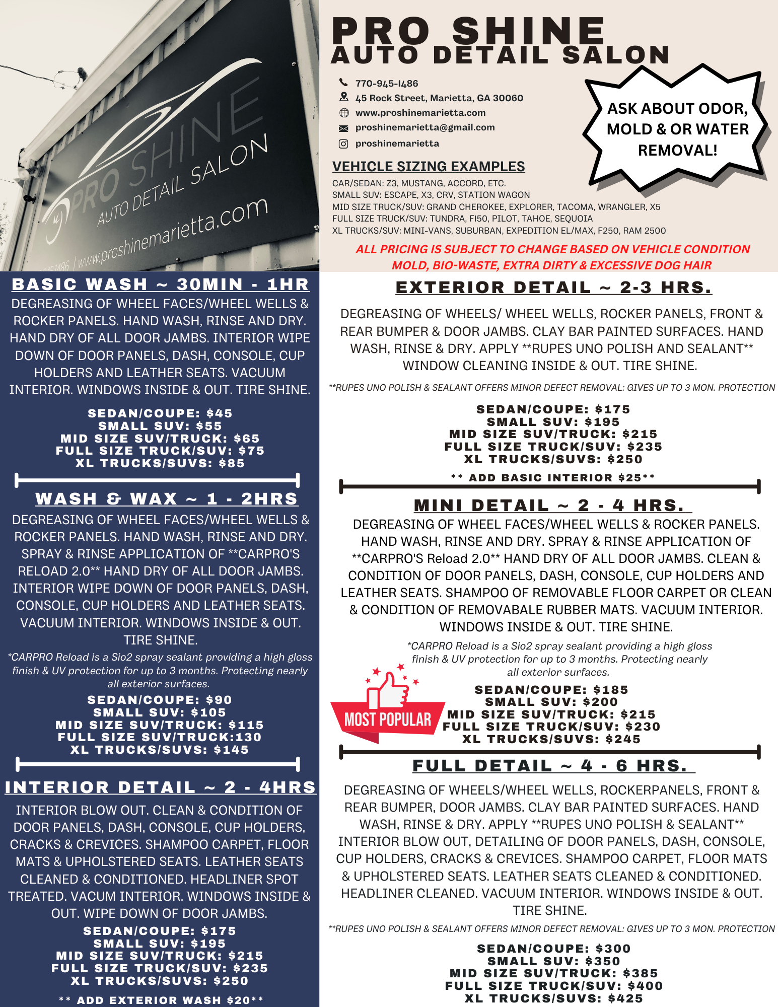 Services — Pro Shine, LLC