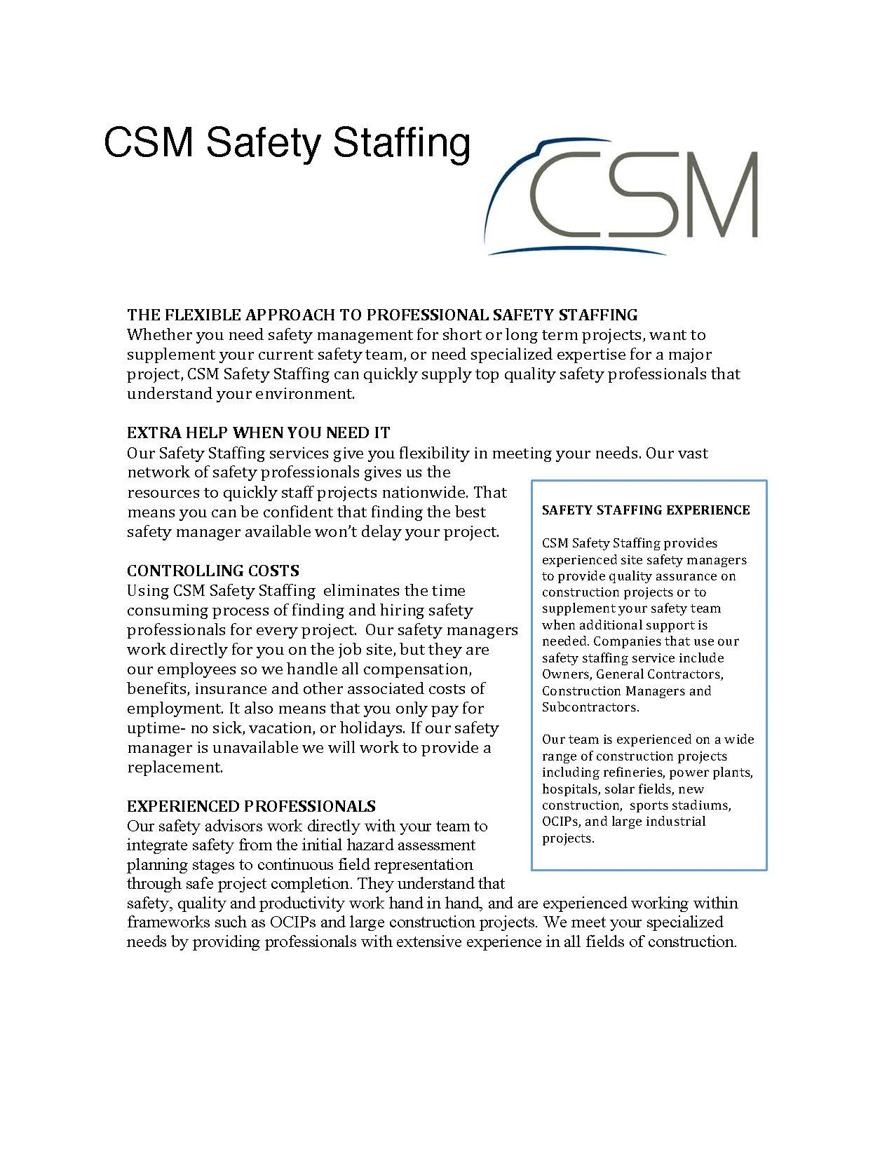 CSM Safety Staffing