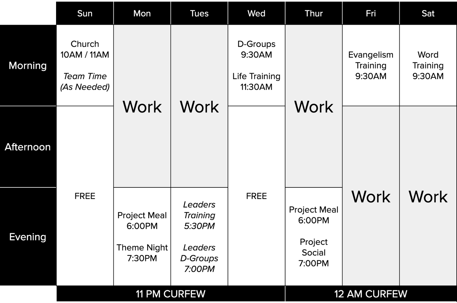 STP Weekly Schedule — CO Minneapolis