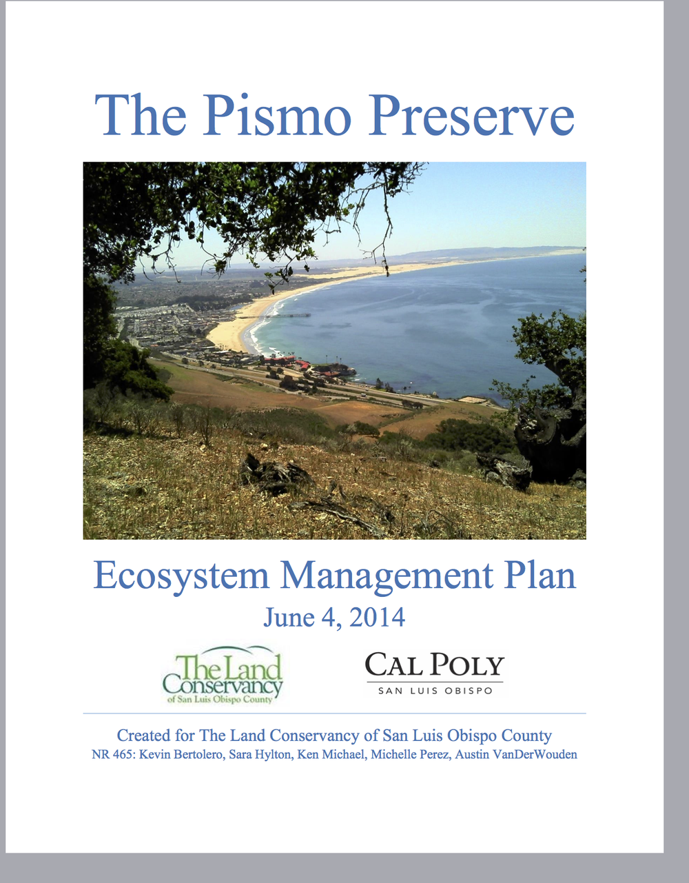 Ecosystem Management Plan — Kevin Bertolero