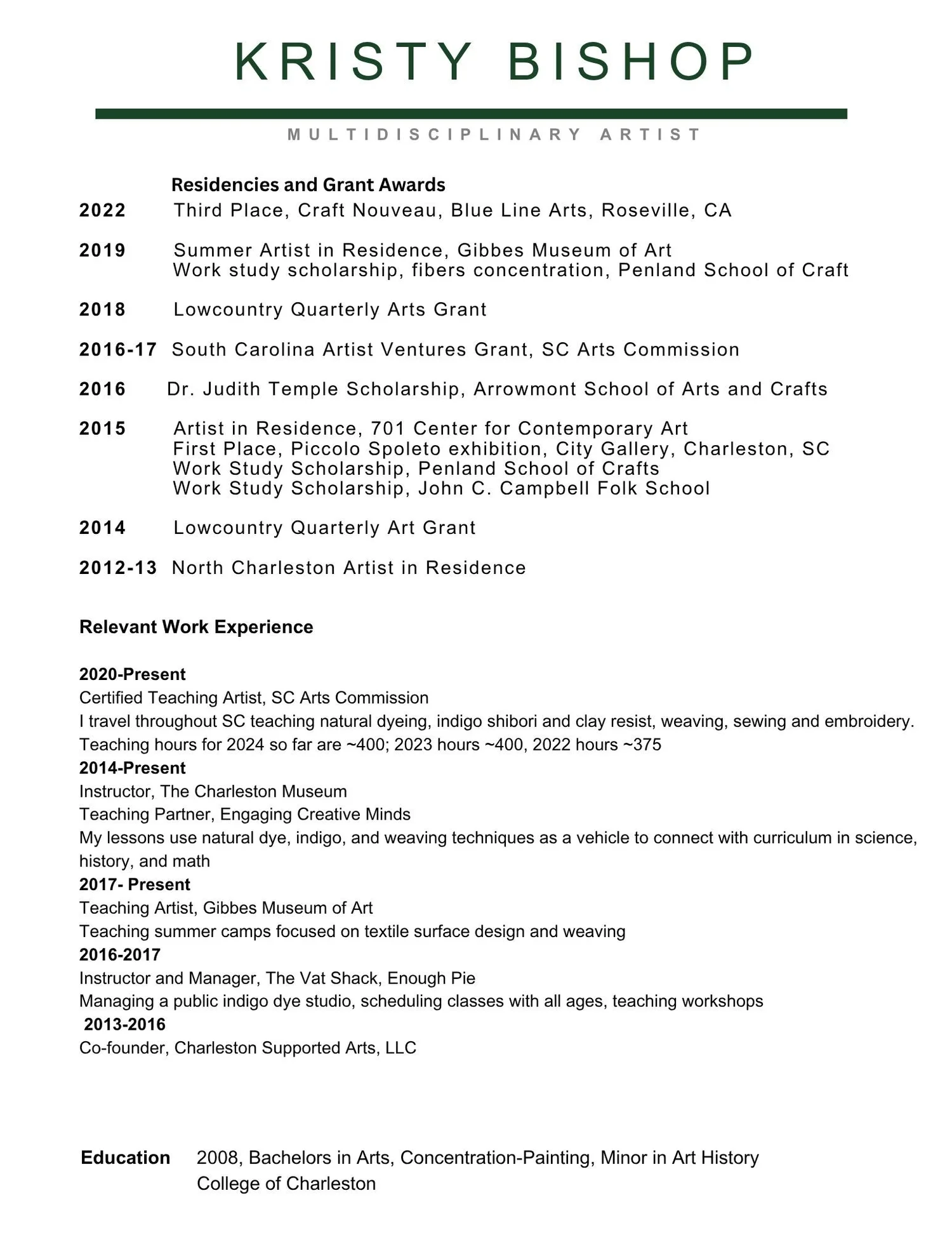 About — Kristy Bishop