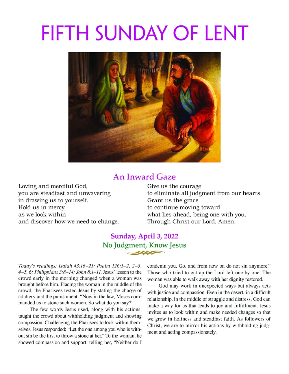 Prayer and Reflection on the 5th Sunday of Lent — St. Benedict Parish