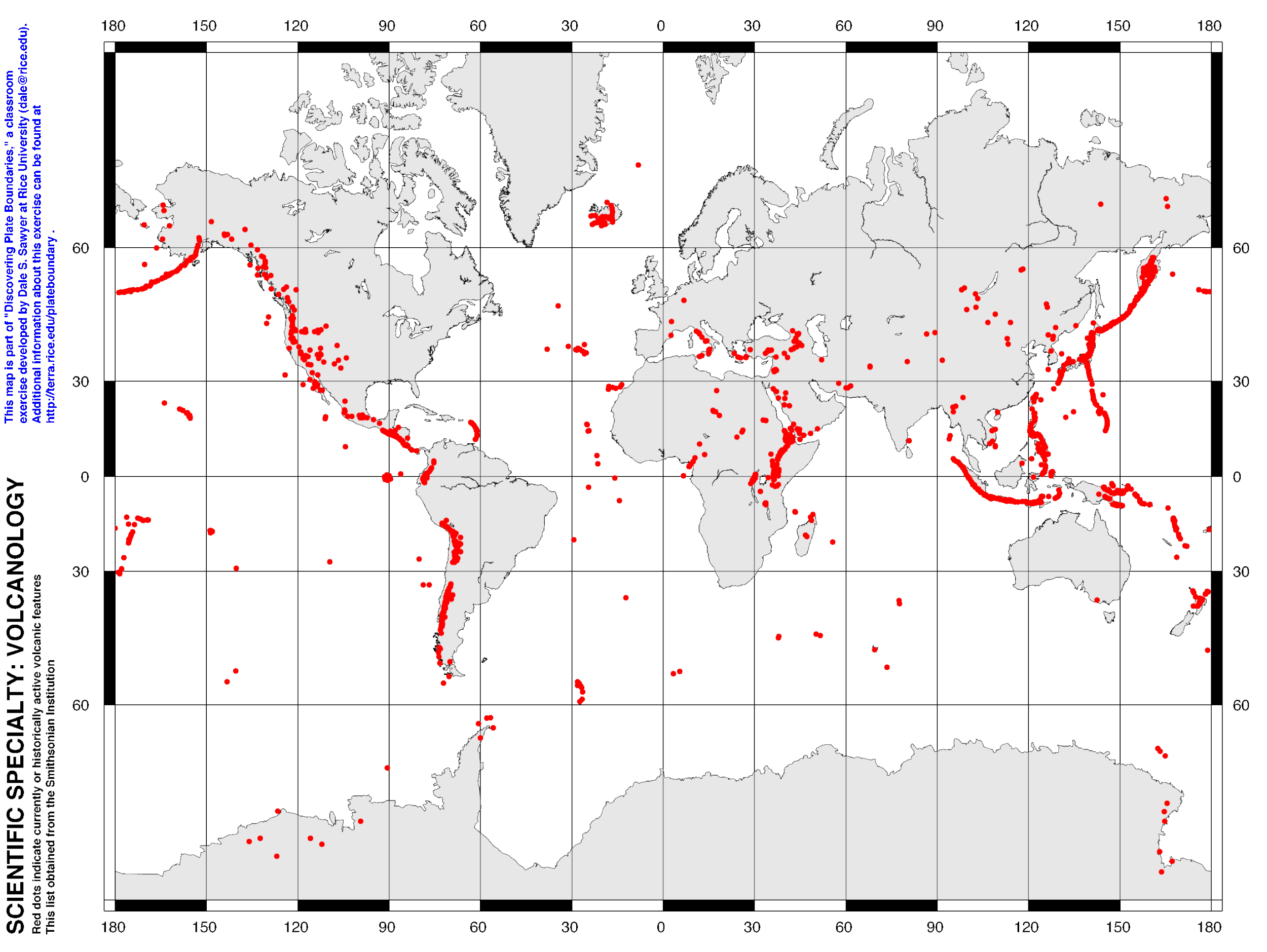 Distribution of Earthquakes & Volcanoes — geo41.com