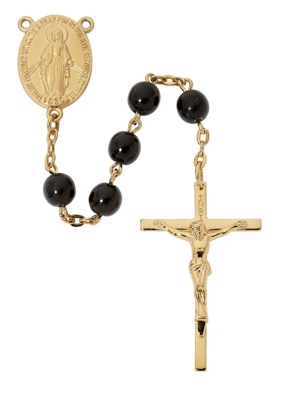 Gold - Sterling Silver Rosary - 7mm Glass Beads — Catholic Sacramentals
