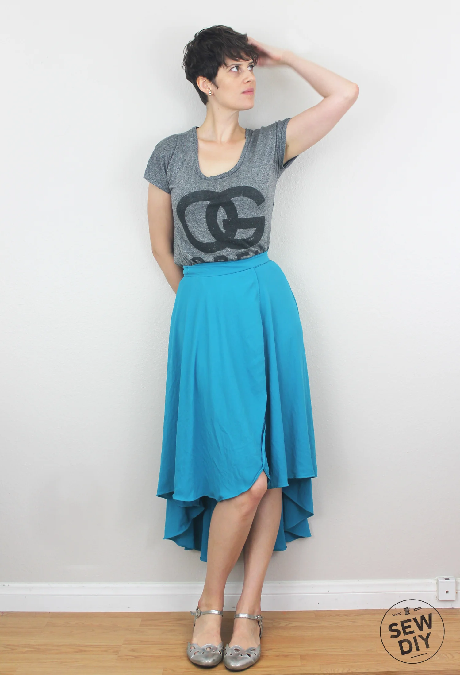 Green Tie-Back Cascade Skirt — Sew DIY