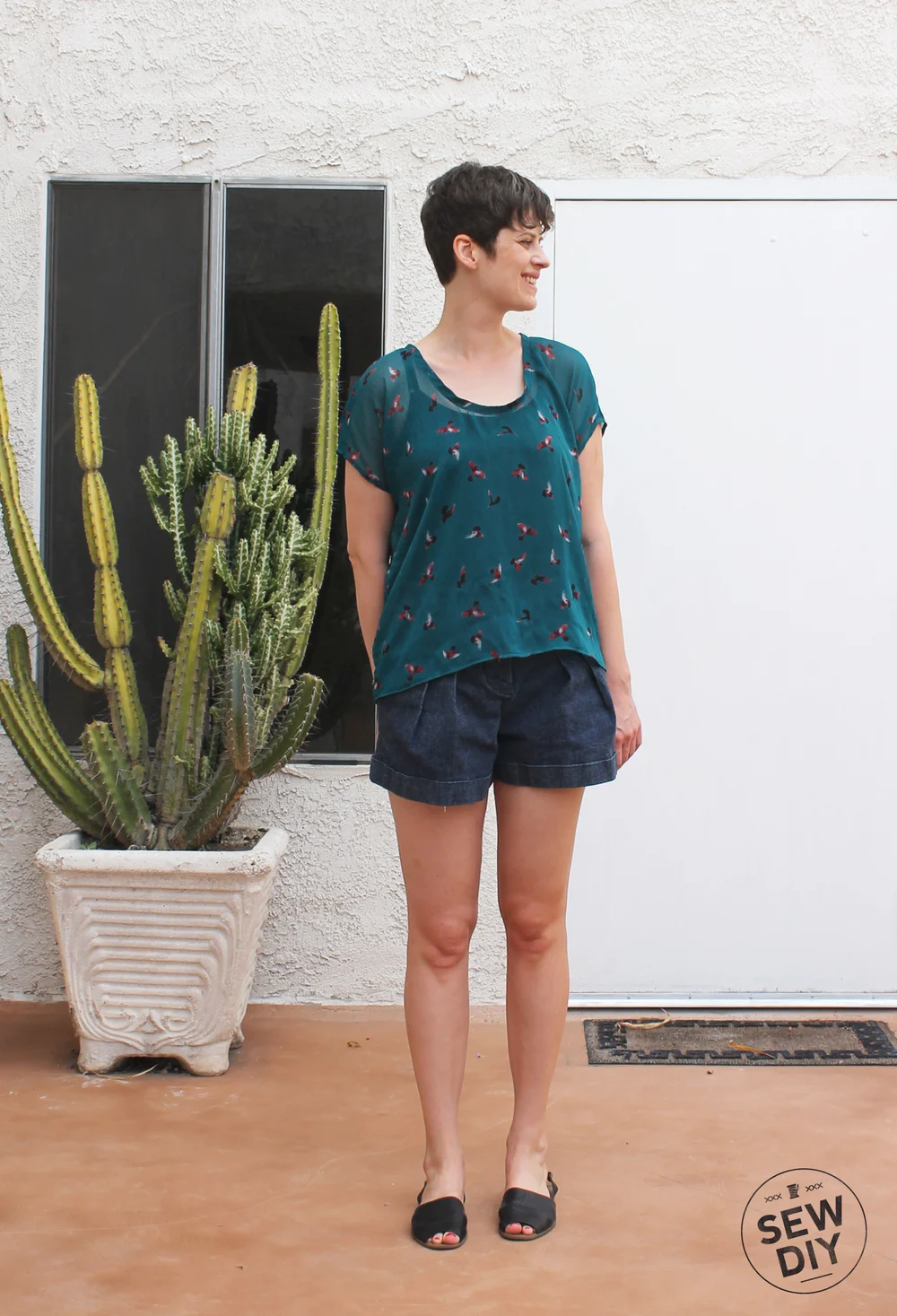 Bird Print Lou Box Top — Sew DIY