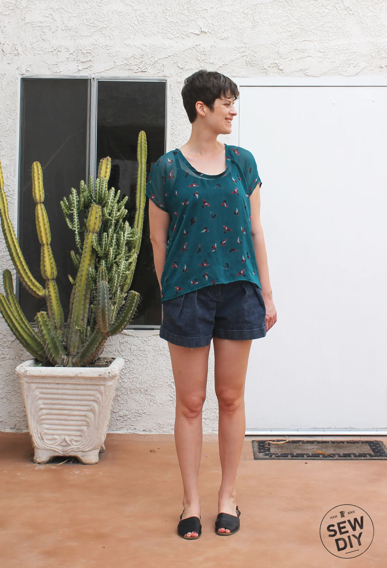 Bird Print Lou Box Top — Sew DIY