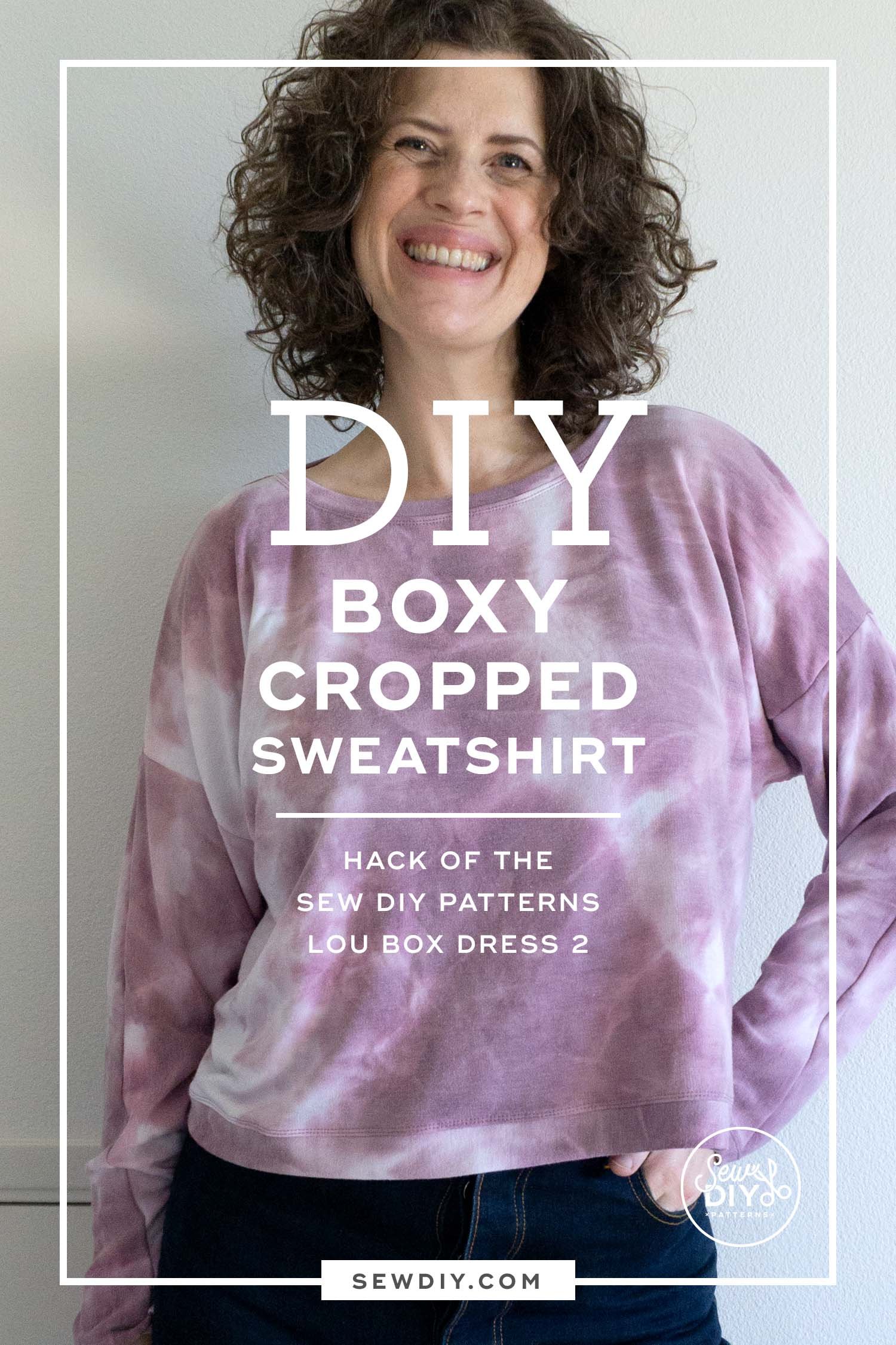 DIY Cropped Long-Sleeved Boxy Top — Lou Box Dress 2 Pattern Hack — Sew DIY