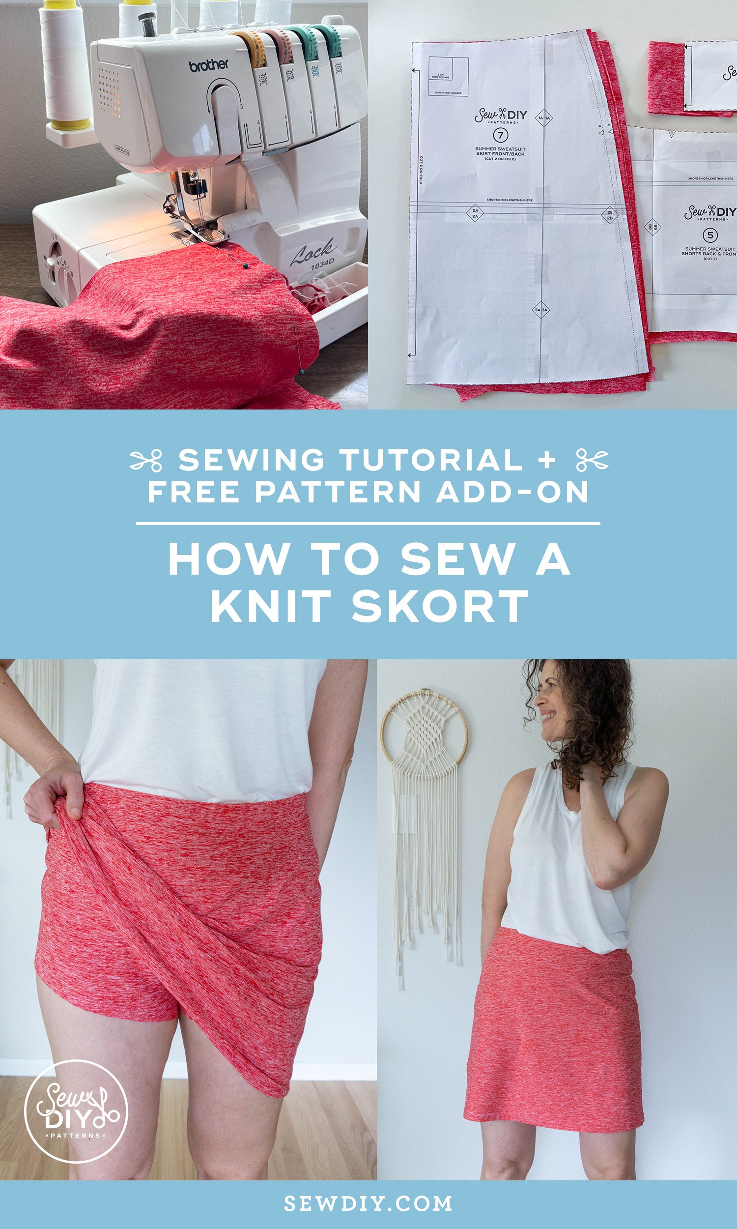 How to Sew a Knit Skort—Free Pattern Add-On and Summer Sweatsuit Hack ...