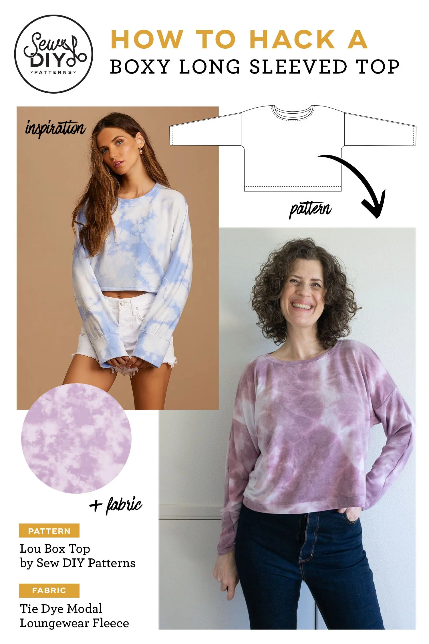 DIY Cropped Long-Sleeved Boxy Top — Lou Box Dress 2 Pattern Hack — Sew DIY