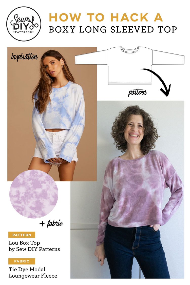 DIY Cropped Long-Sleeved Boxy Top — Lou Box Dress 2 Pattern Hack — Sew DIY