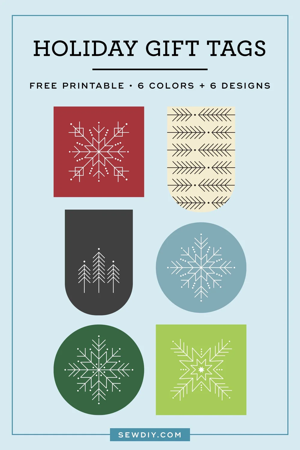 Printable Modern Holiday Gift Tags — Free PDF Download — Sew DIY
