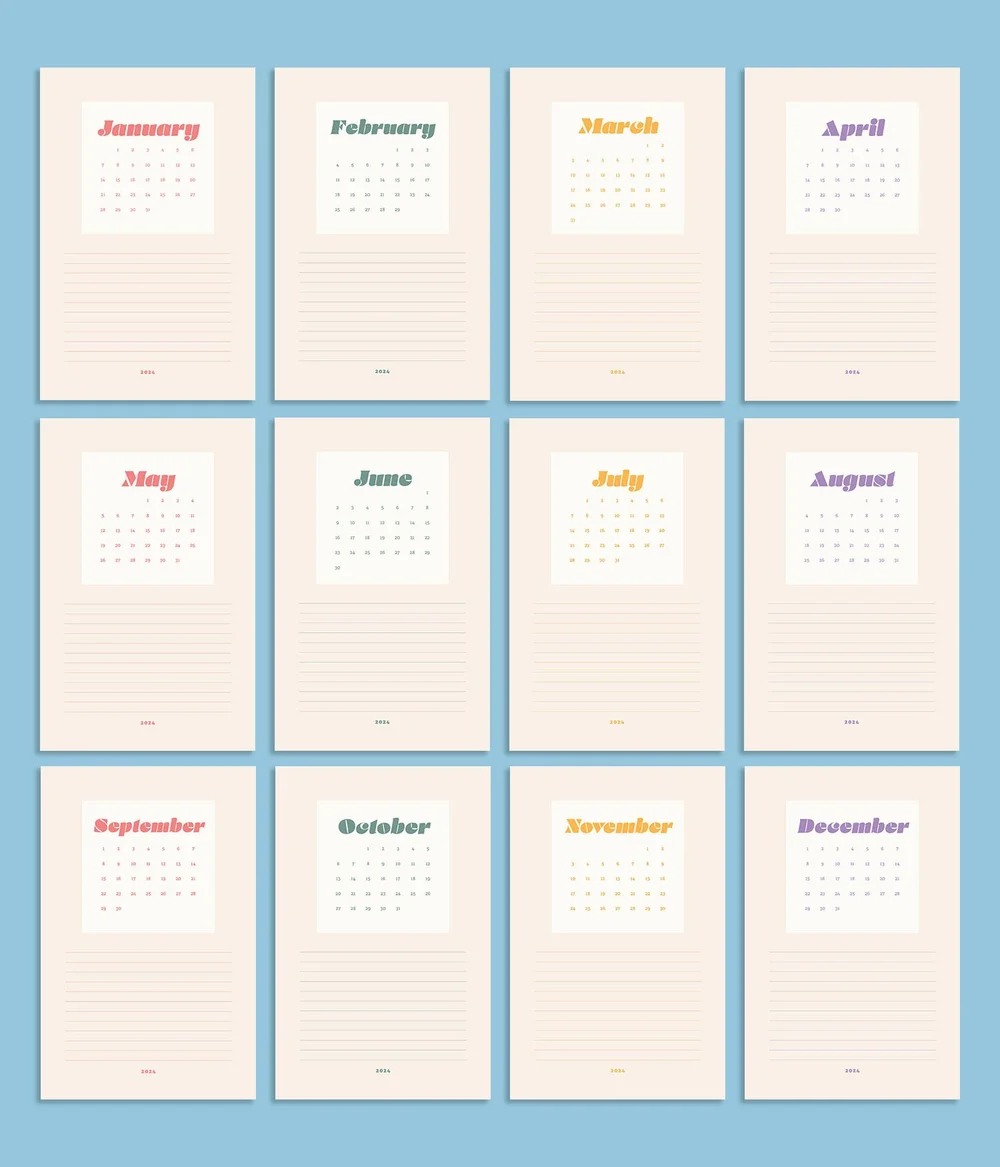 Free Printable 2024 Monthly Calendar — Sew DIY