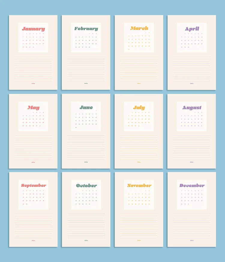 Free Printable 2024 Monthly Calendar — Sew DIY