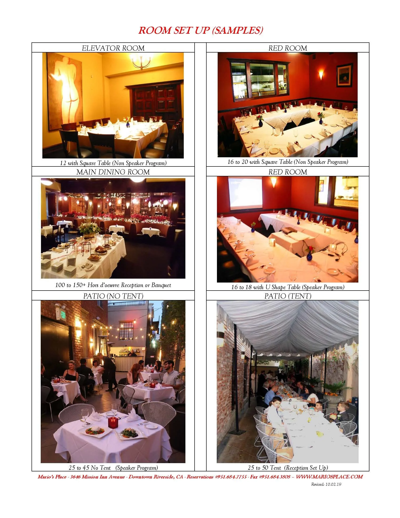 BANQUET MENU PACKET MARIO S PLACE